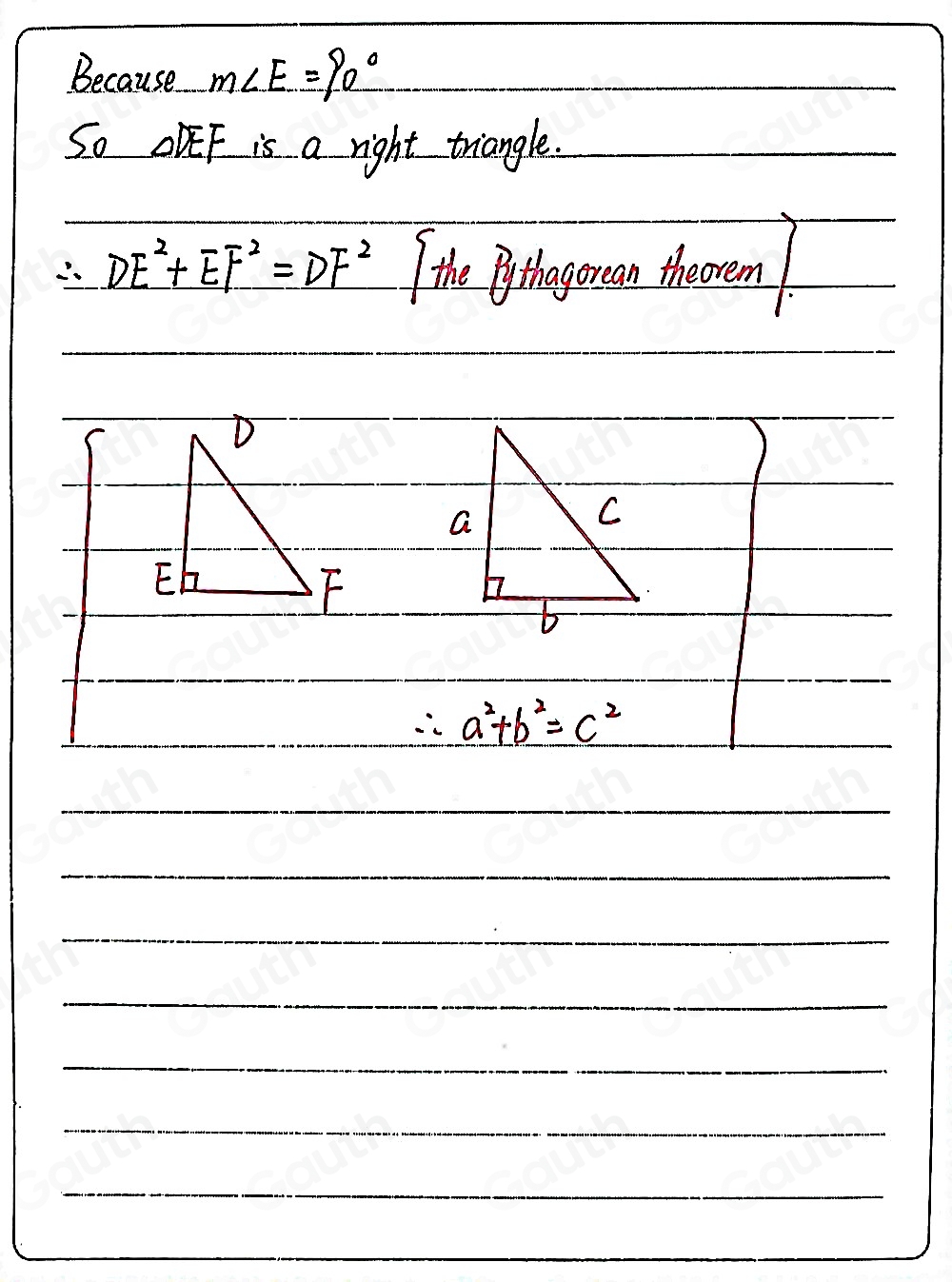 Solved: Question Since m∠ E=90°, DEF is a right triangle and the ...