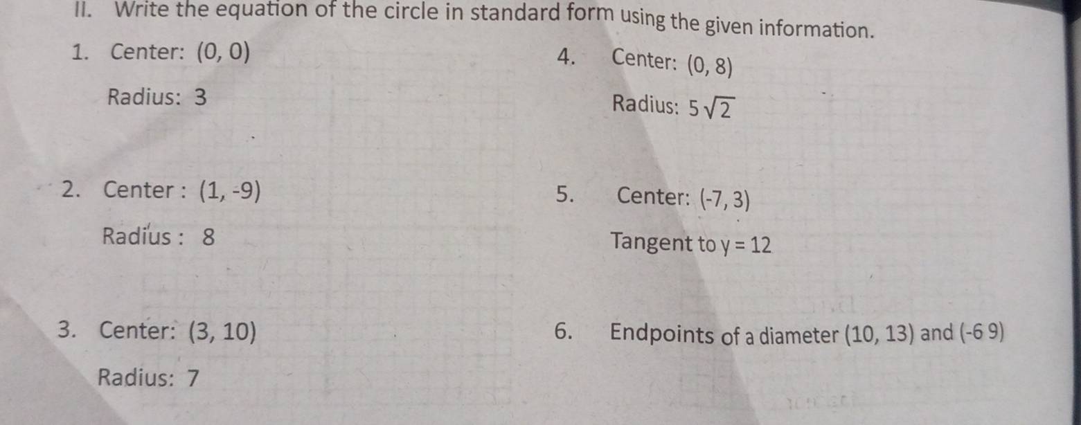 Solved: Write the equation of the circle in standard form using the ...