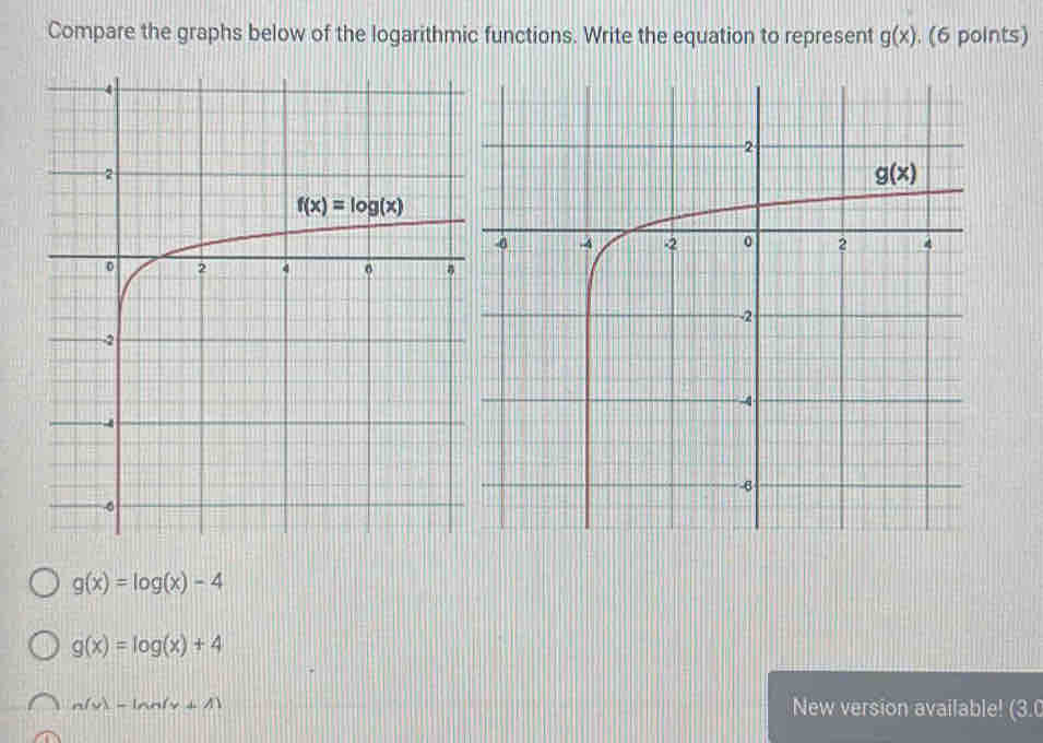 Compare the graphs below of the logarithmic functions. Write the ...