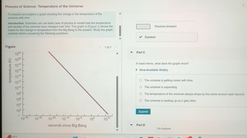 Solved: Process of Science: Temperature of the Universe 《 To interpret ...