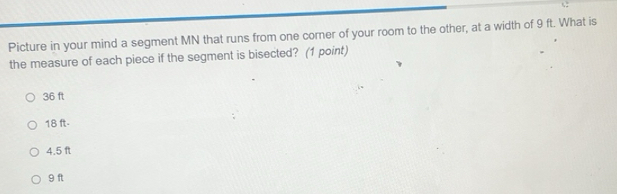 Solved: Picture in your mind a segment MN that runs from one corner of ...