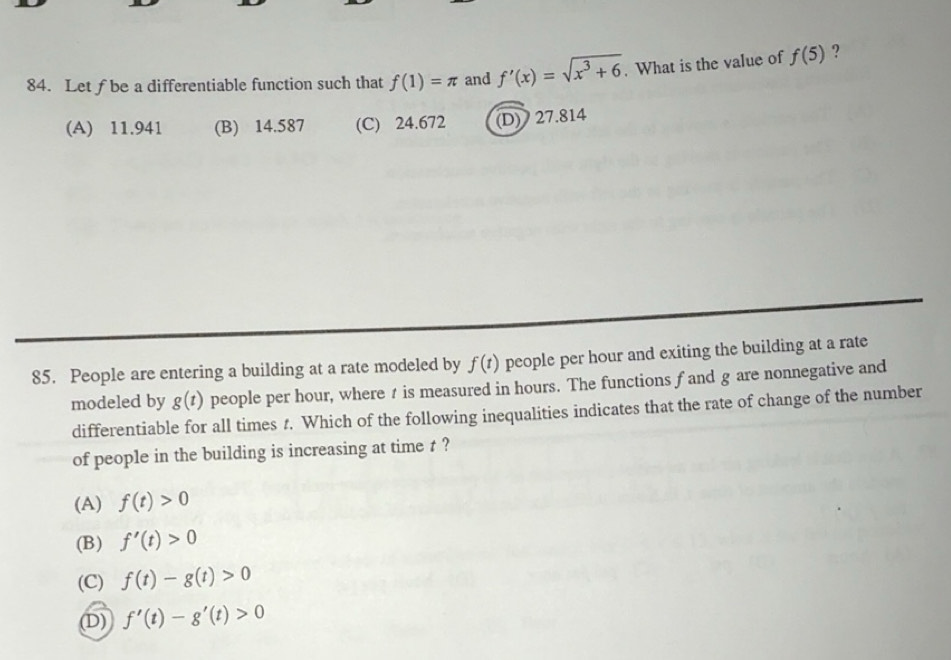Solved: Let ƒbe a differentiable function such that f(1)=π and f'(x ...