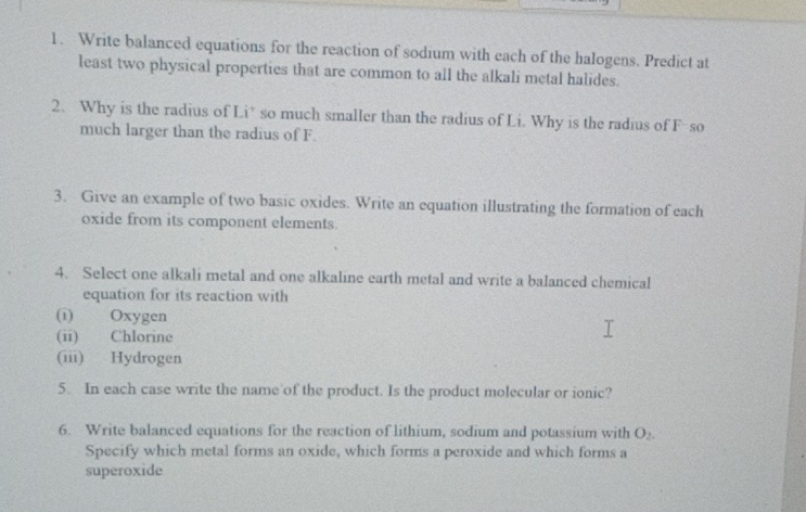 Solved: Write balanced equations for the reaction of sodium with each ...