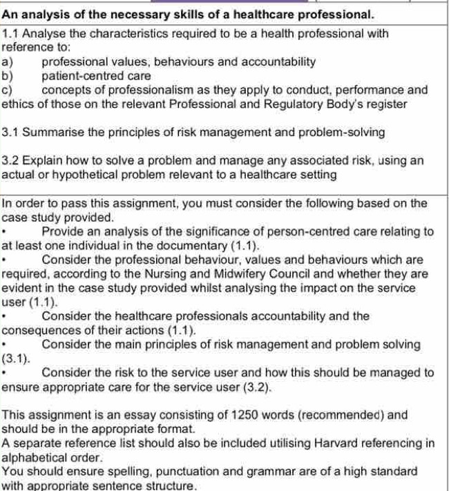 Solved: An analysis of the necessary skills of a healthcare ...