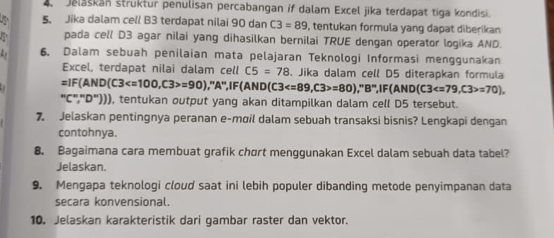 Telah dijawab:Jelaskan struktur penulisan percabangan if dalam Excel ...