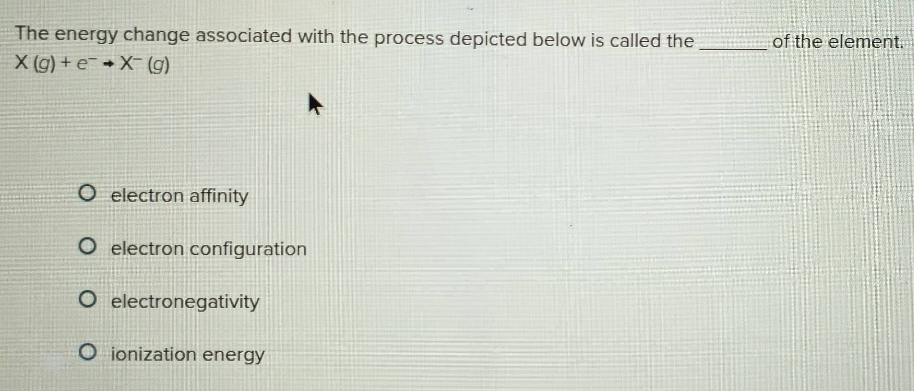 Solved: The energy change associated with the process depicted below is ...