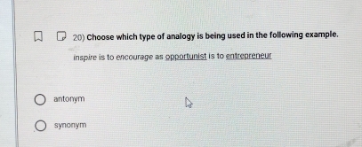 Solved: Choose which type of analogy is being used in the following ...