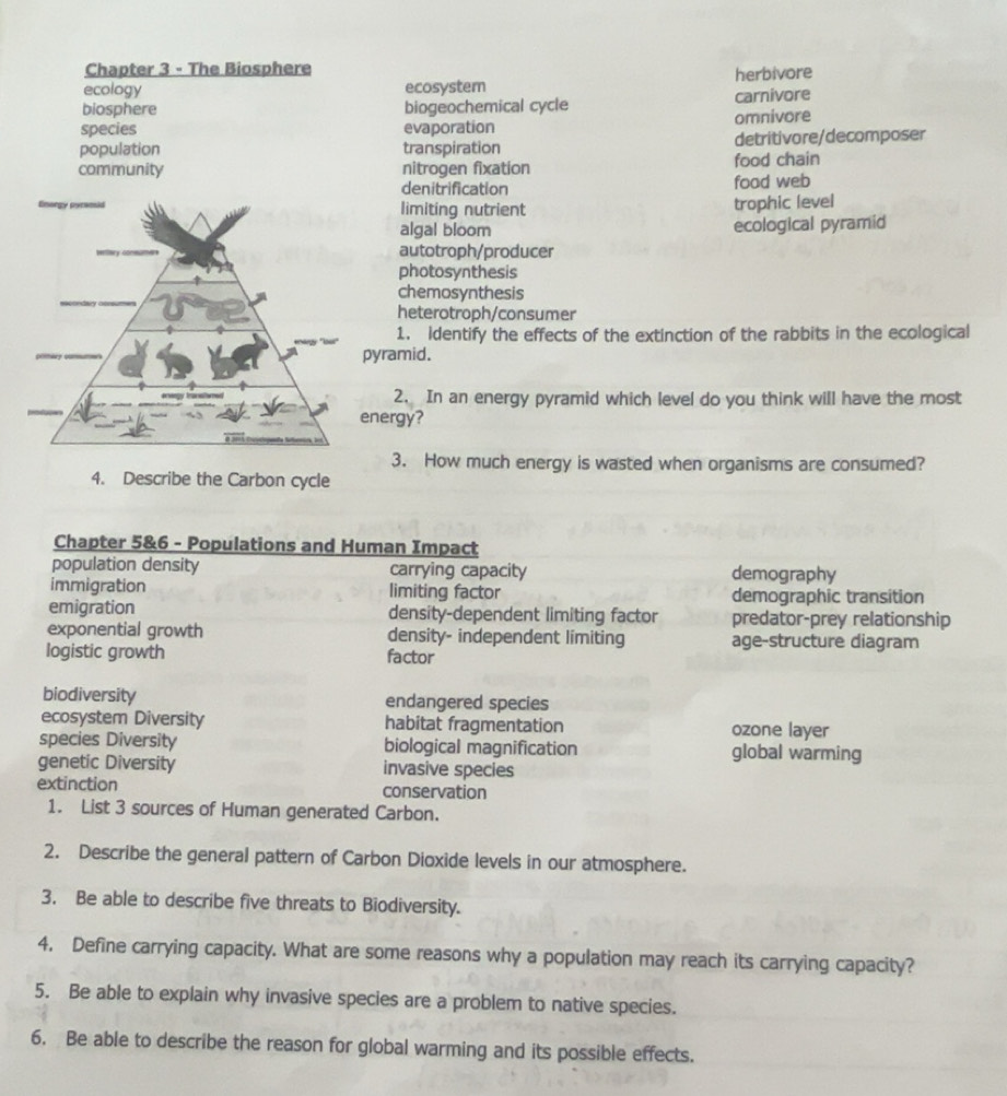 Solved: Chapter 3 - The Biosphere ecology ecosystem herbivore biosphere ...