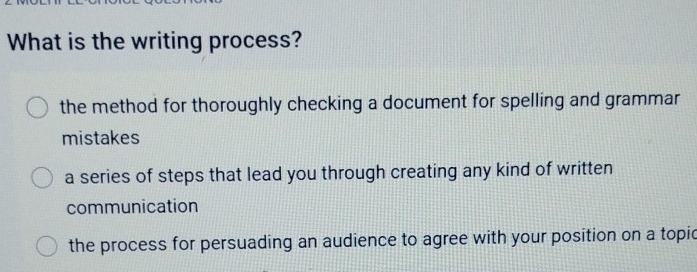 Solved: What is the writing process? the method for thoroughly checking ...