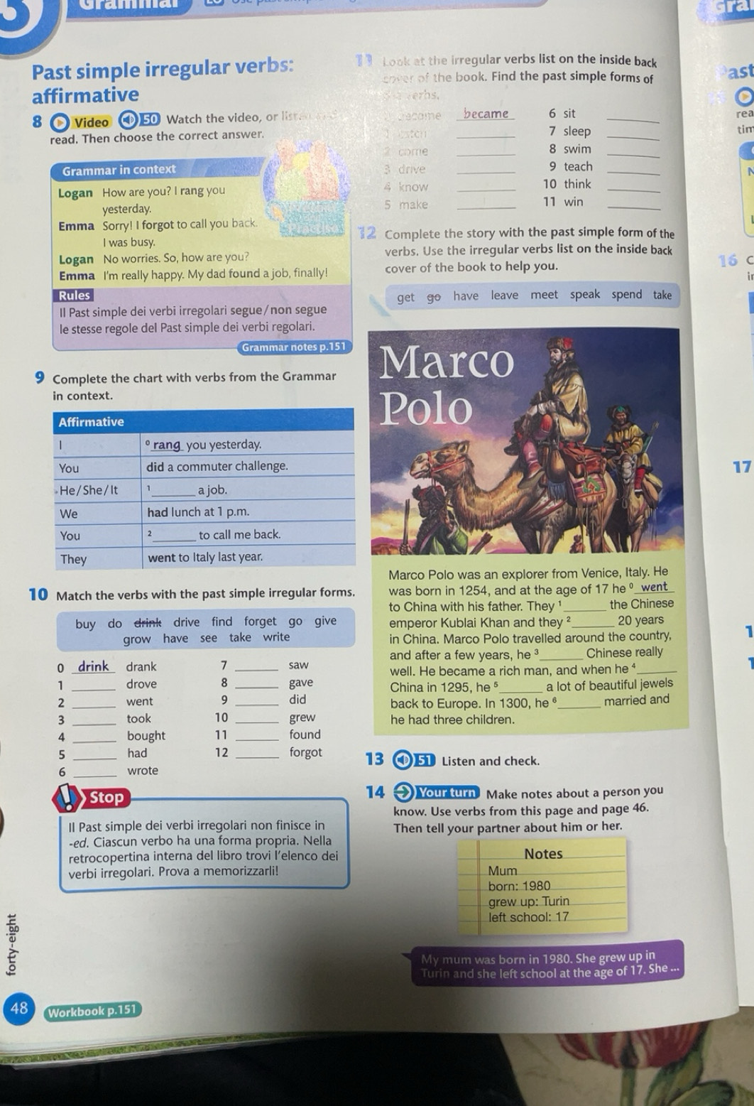 Risolto:grama gra Past simple irregular verbs: Look at the irregular ...