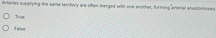Solved: Arteries supplying the same territory are often merged with one ...