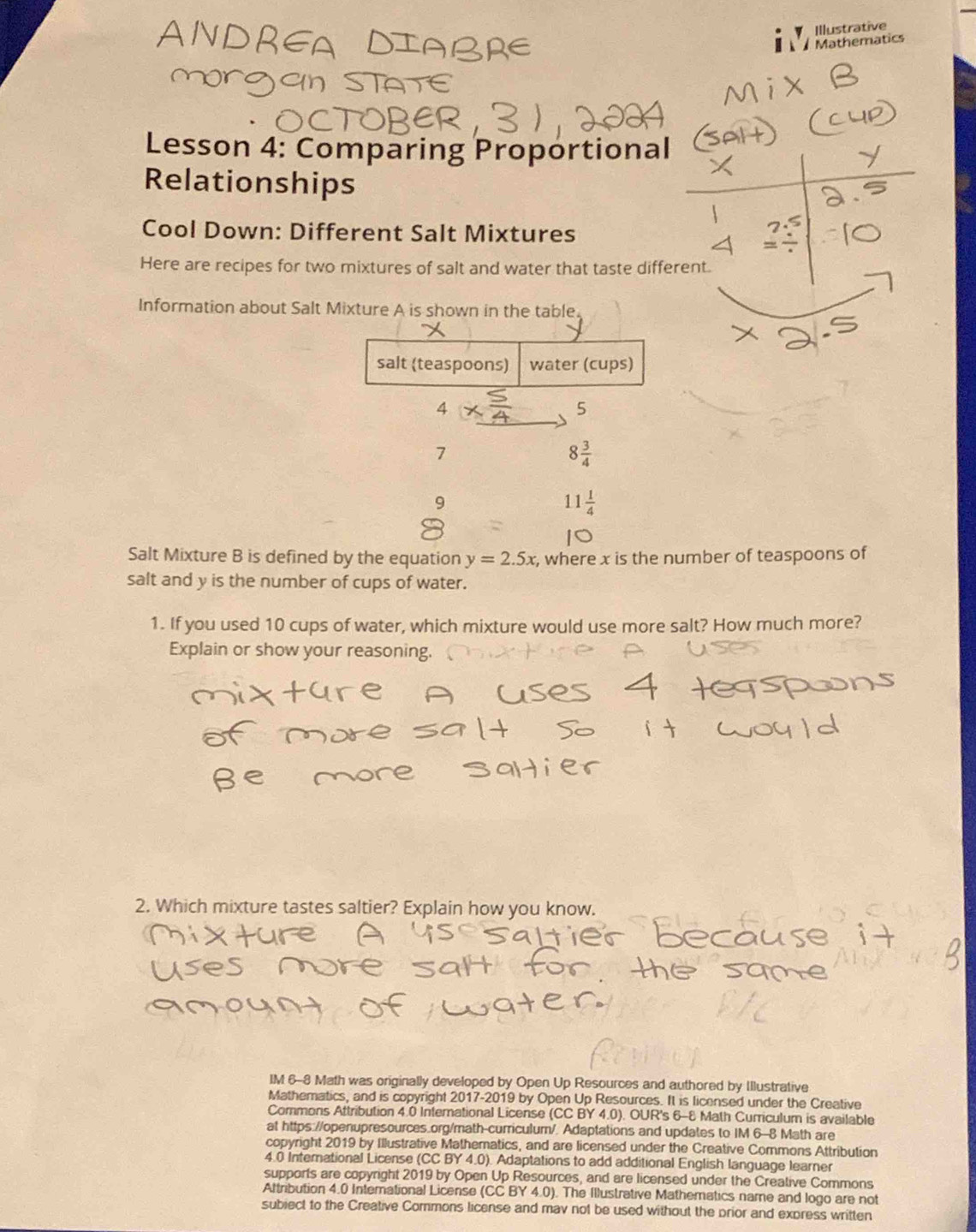 Solved: Mathematics Illustrative Lesson 4: Comparing Proportional ...