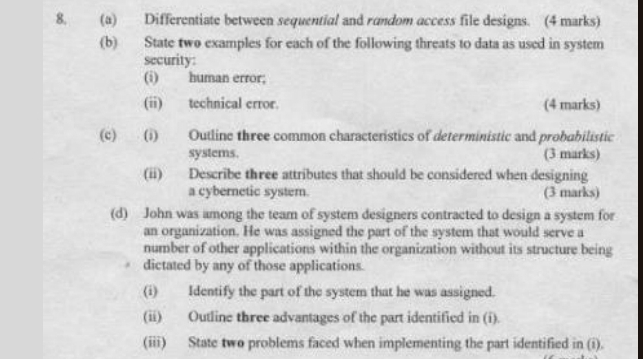 Solved: Differentiate between sequential and random access file designs ...