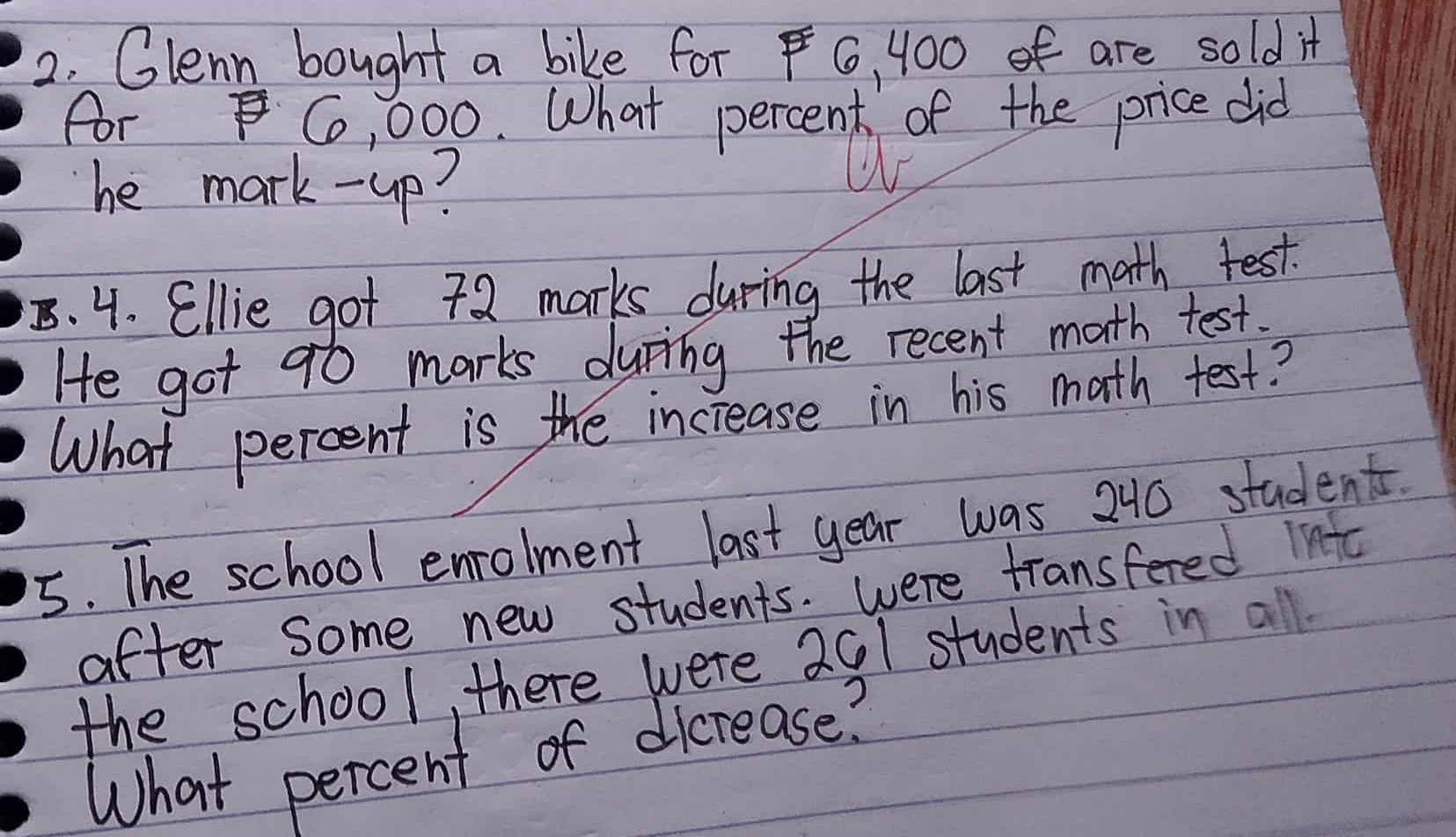 Solved: Clenn bought a bike forG, 400 of are sold it for P 6, 000. What ...