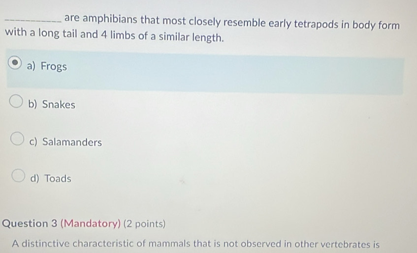 Solved: are amphibians that most closely resemble early tetrapods in ...