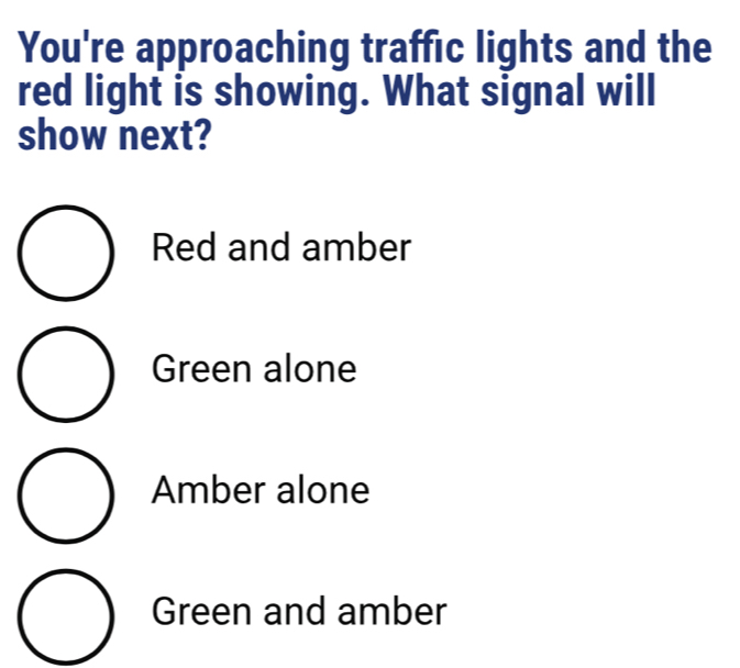 Solved: You're approaching traffic lights and the red light is showing ...