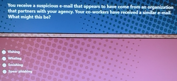 Solved: You receive a suspicious e-mail that appears to have come from ...