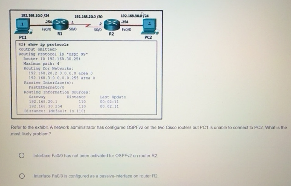 Solved: Refer to the exhibit. A network administrator has configured ...