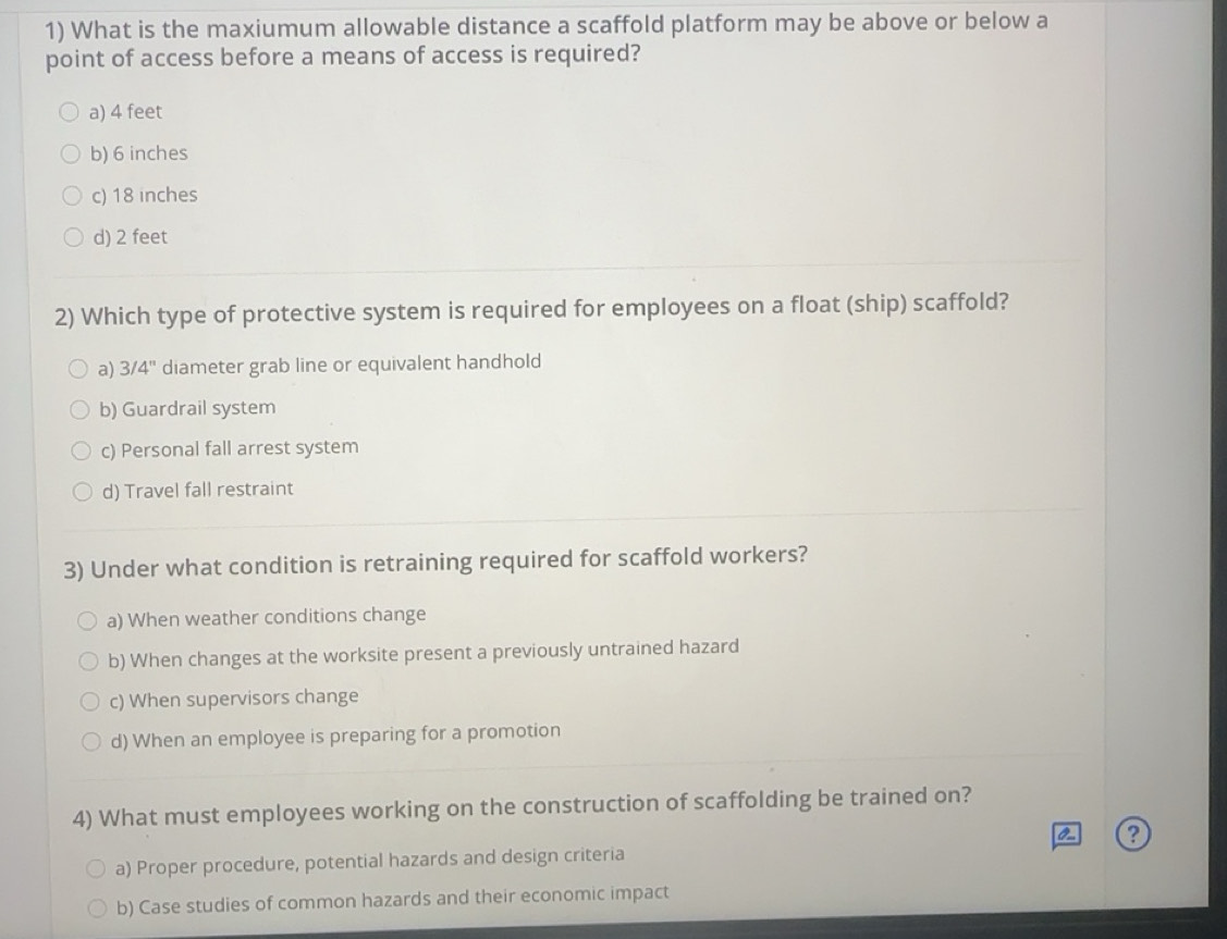 Solved: What is the maxiumum allowable distance a scaffold platform may ...
