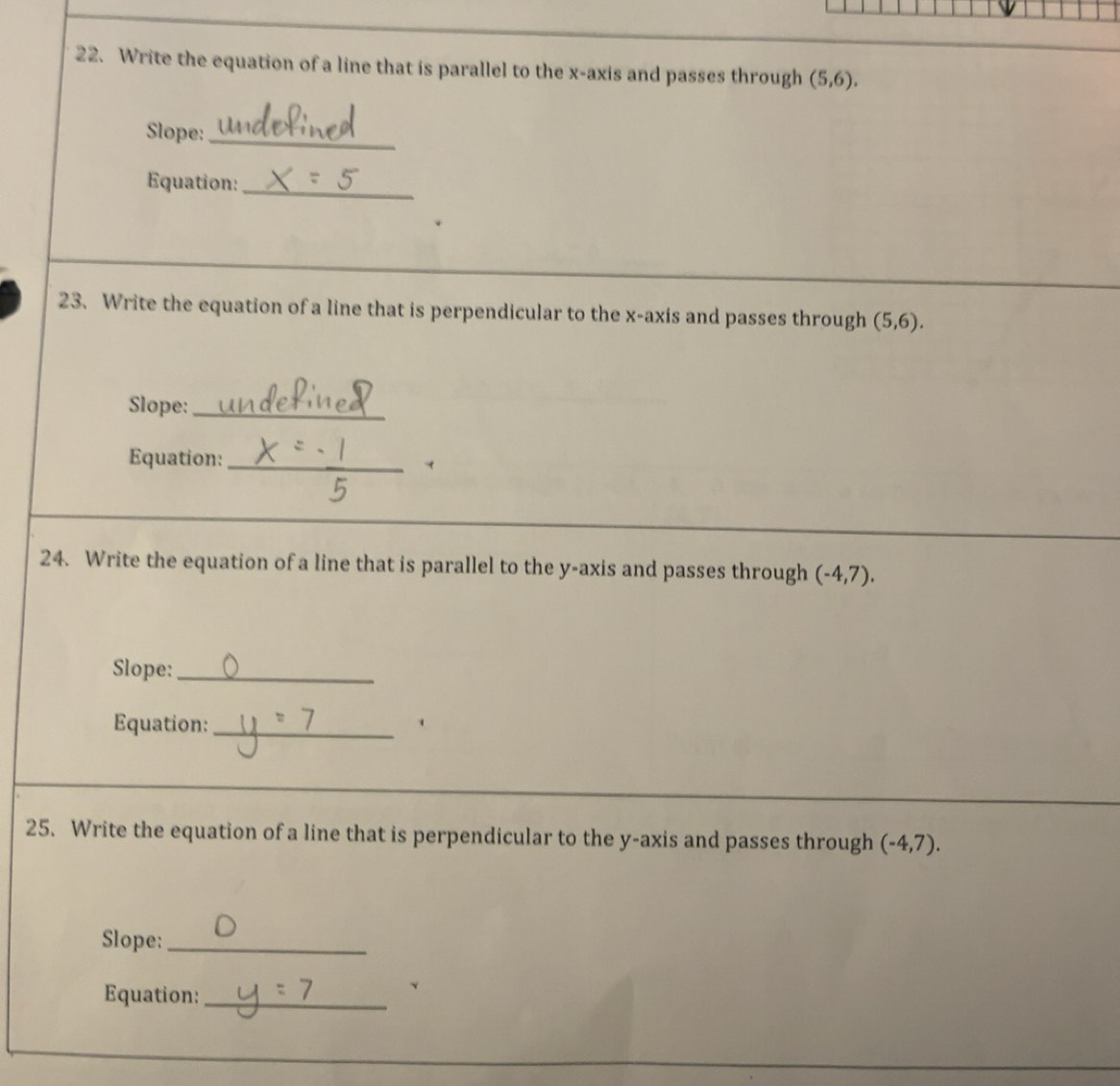 Solved: Write the equation of a line that is parallel to the x-axis and ...