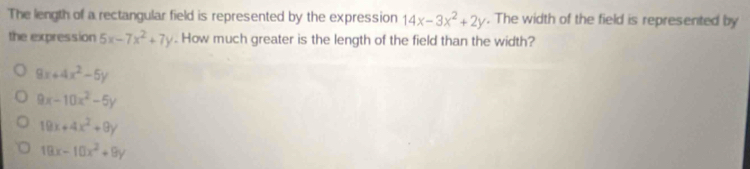 Solved: The length of a rectangular field is represented by the ...