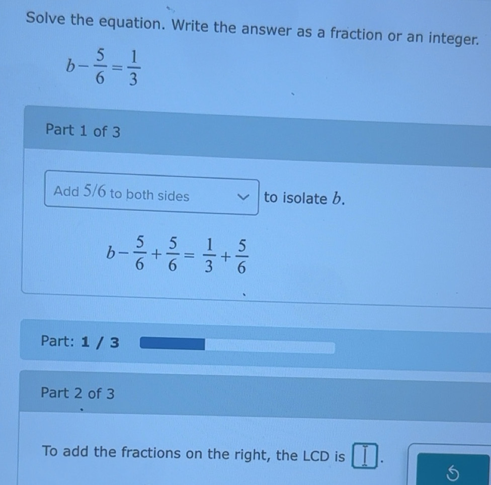 Solved: Solve the equation. Write the answer as a fraction or an ...