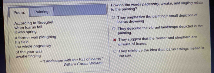 Solved: How do the words pageantry, awake, and tingling relate Poem ...