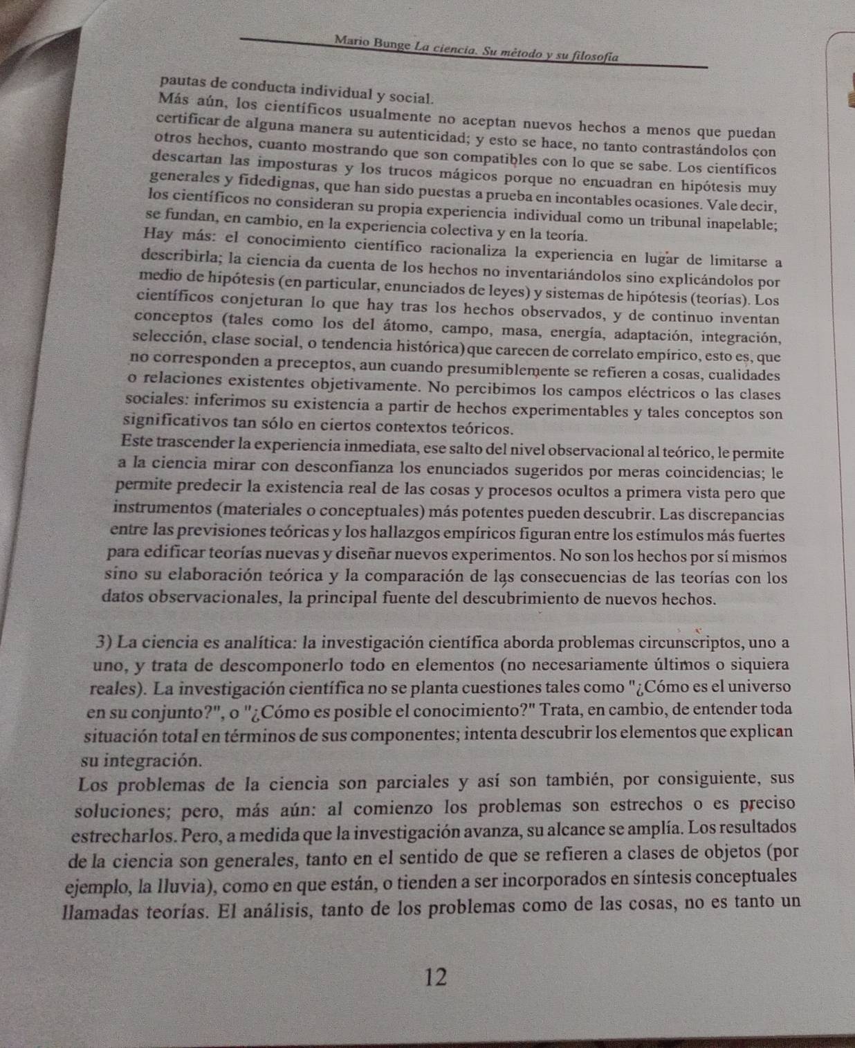 Resuelto:Mario Bunge La ciencia. Su método y su filosofía pautas de ...