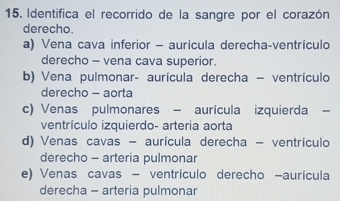 Resuelto:Identifica el recorrido de la sangre por el corazón derecho. a ...