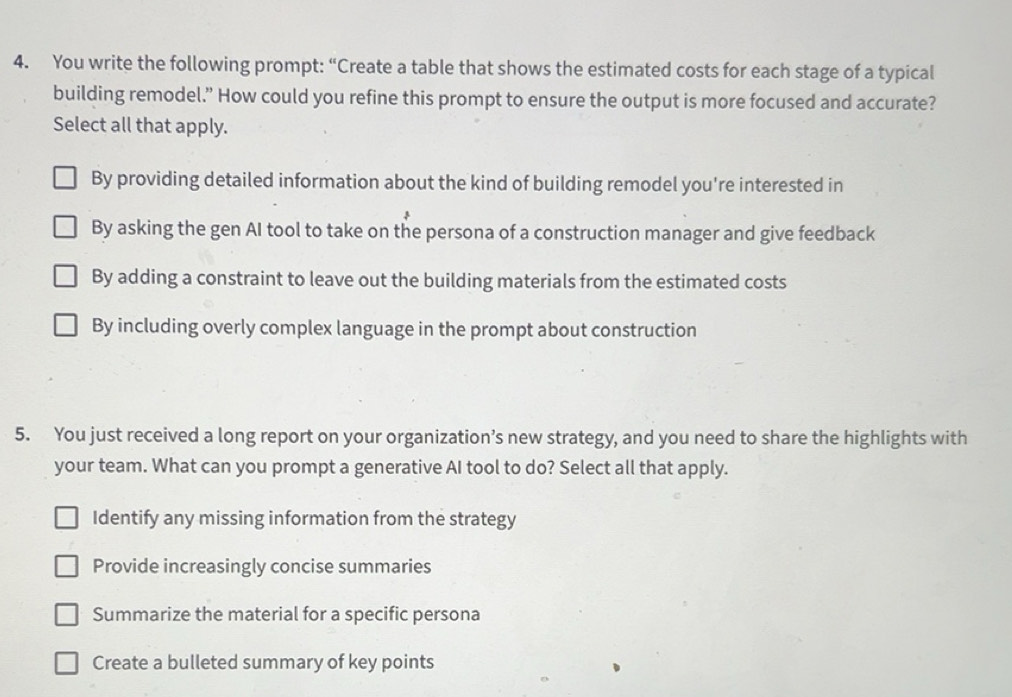 Solved: You write the following prompt: “Create a table that shows the ...