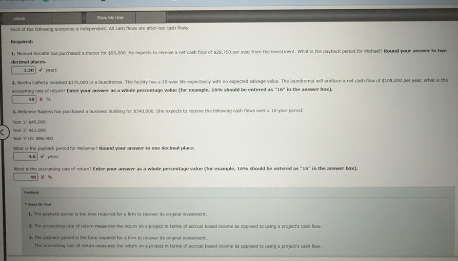 Solved: eBock Show Me How Each of the following scenarios is ...