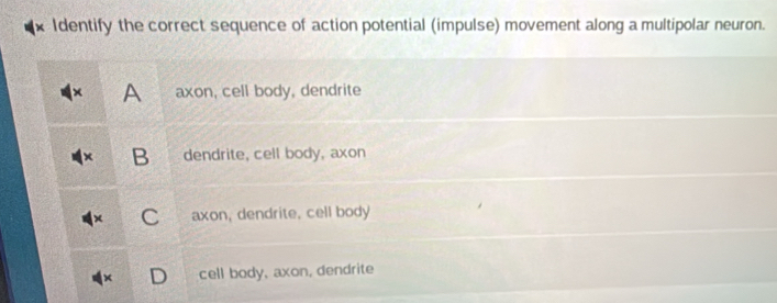 Solved: Identify the correct sequence of action potential (impulse ...