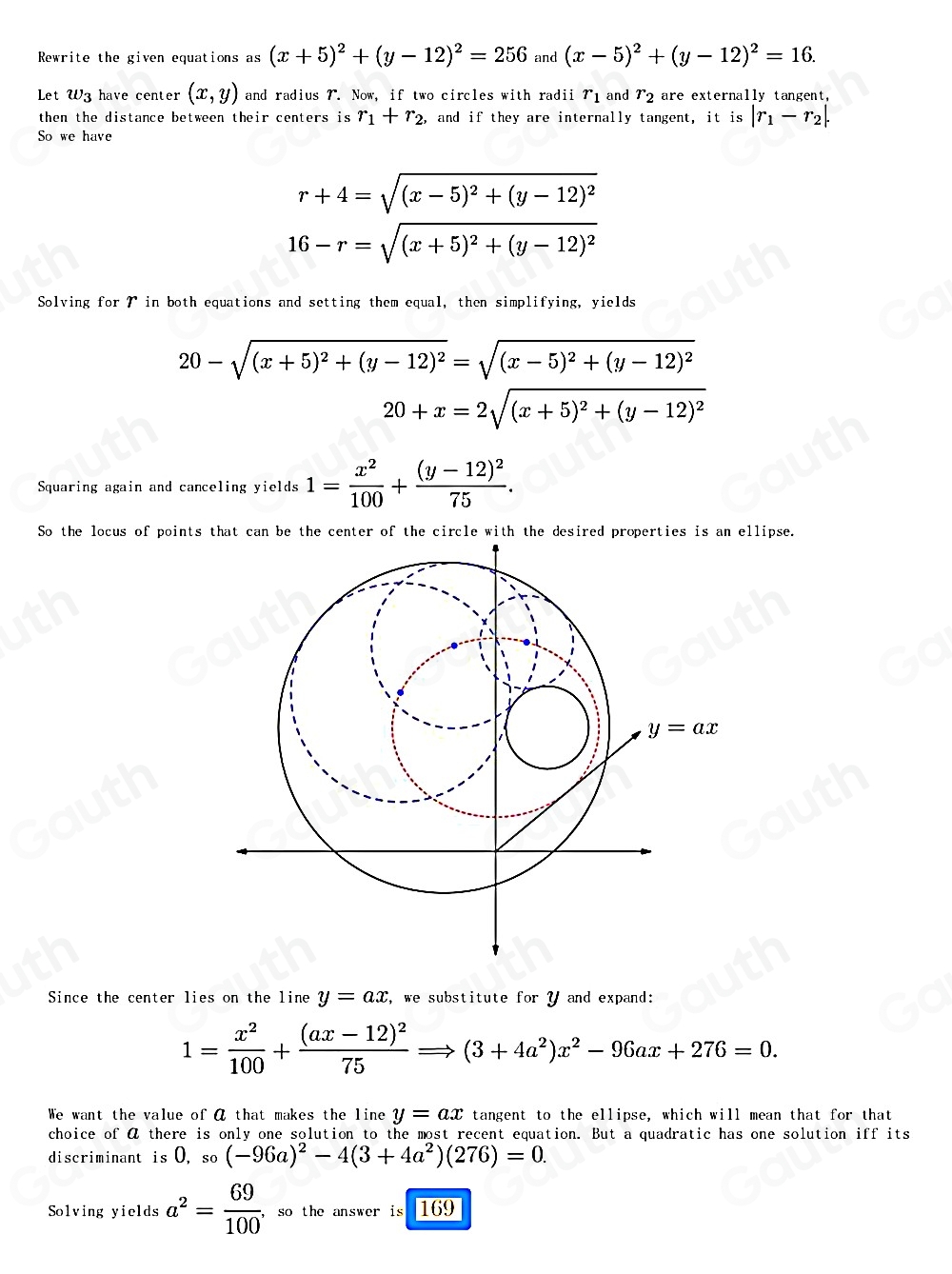 Solved: Let w_1 and w_2 denote the circles x^2+y^2+10x-24y-87=0 and x^2 ...