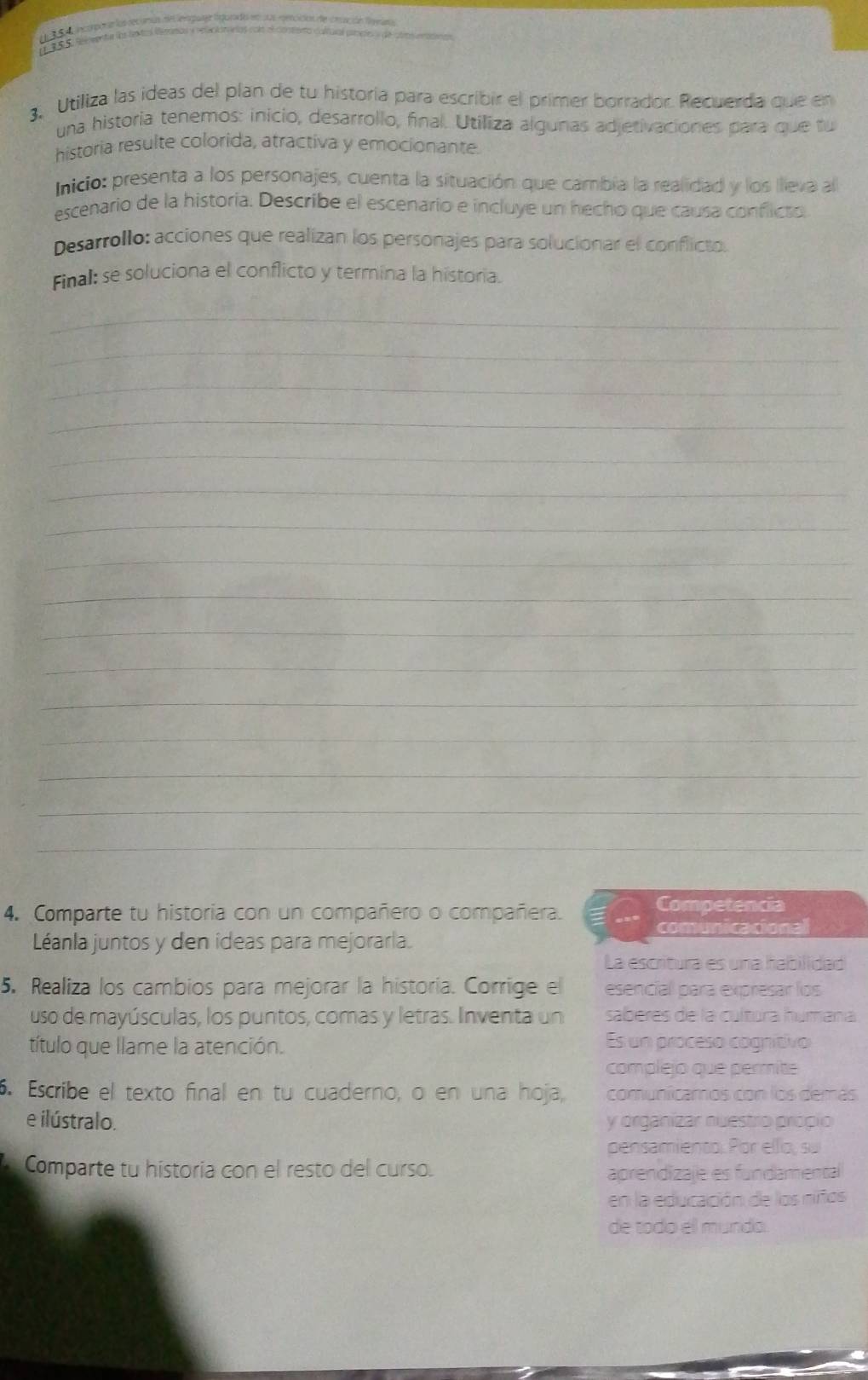 Resuelto:354, inco pornus det amus n 355 3. Utiliza las ideas del plan ...