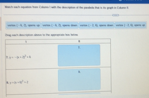 Solved: Match each equation from Column I with the description of the ...