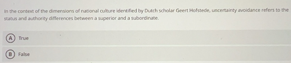 Solved: In the context of the dimensions of national culture identified ...