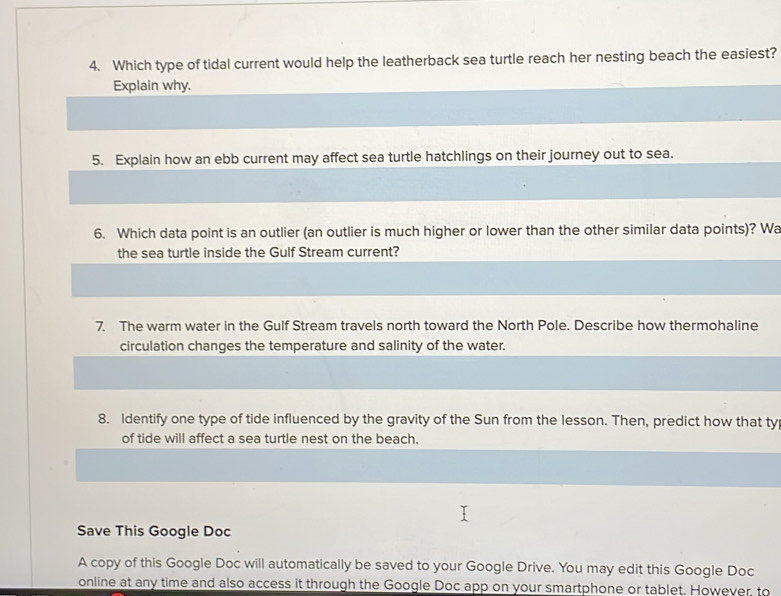 Solved: Which type of tidal current would help the leatherback sea ...