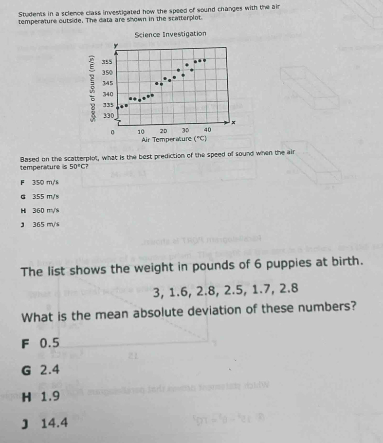 Solved: Students in a science class investigated how the speed of sound ...