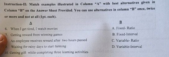 Résolu :Instruction-II: Match examples illustrated in Column “A” with ...