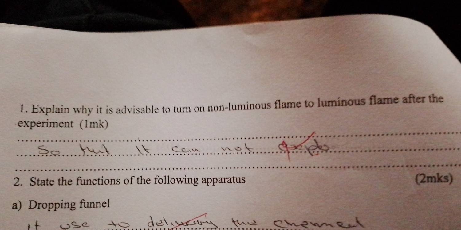 Solved: Explain why it is advisable to turn on non-luminous flame to ...
