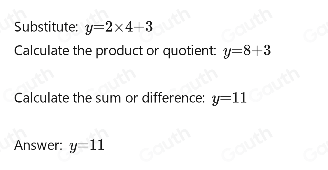 Solved: If y=2x+3 , what is the value of y when x=4 ？ [Math]