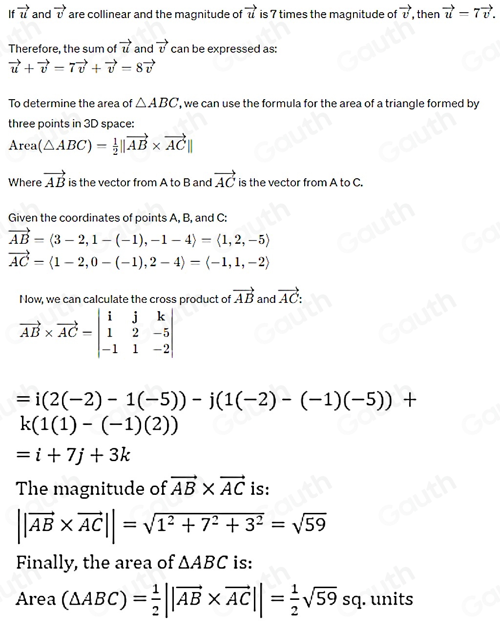 Solved: If vector u and v are collinear and the magnitude of vector u is 7 times the magnitude ...