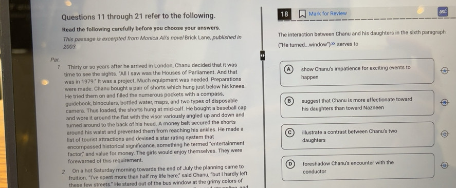 Solved: through 21 refer to the following. Mark for Review NBC Read the ...