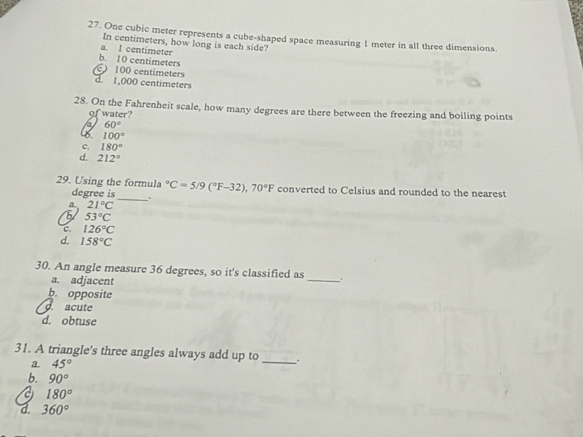Solved: One cubic meter represents a cube-shaped space measuring 1 ...