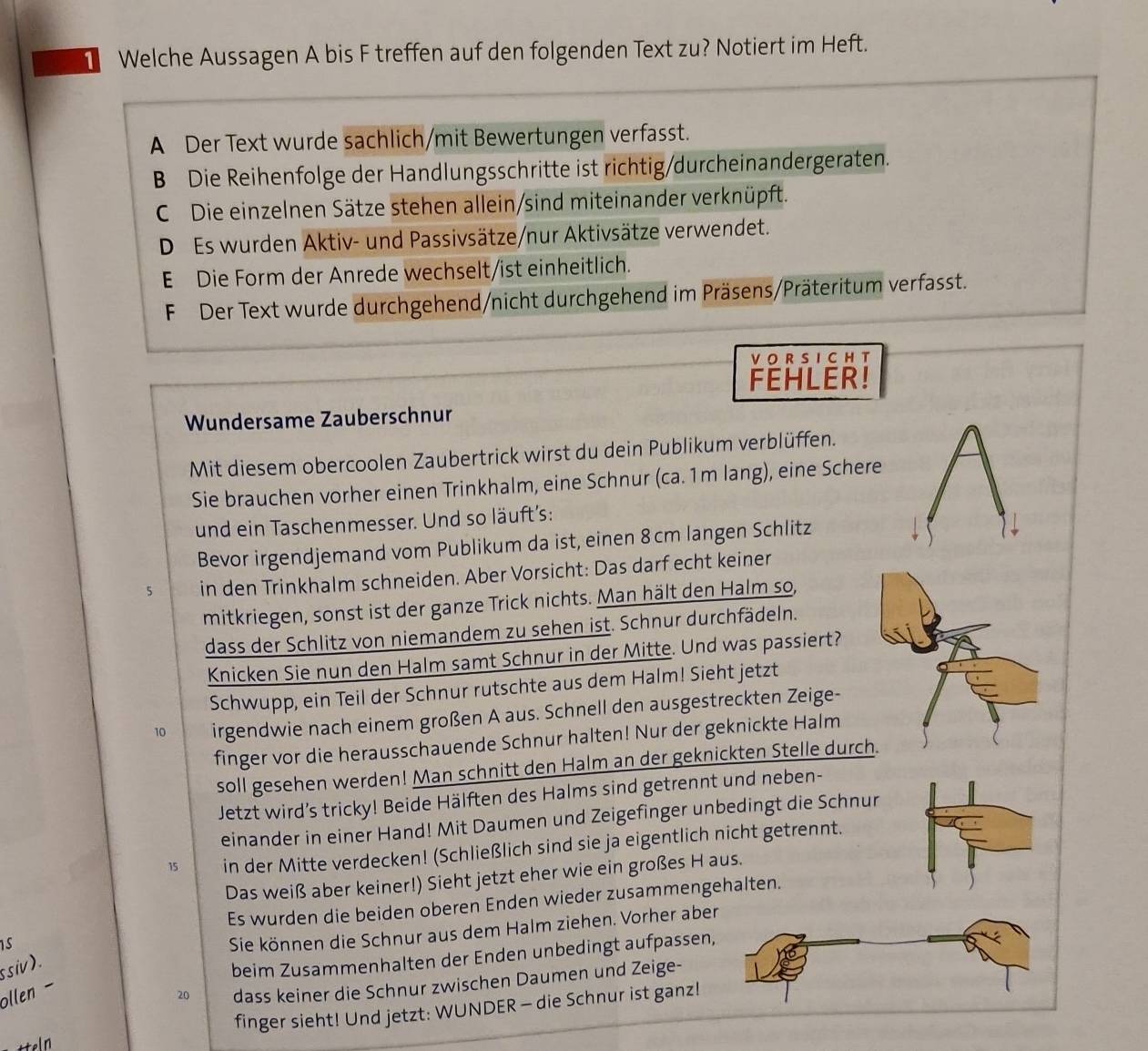 Gelöst:Welche Aussagen A bis F treffen auf den folgenden Text zu ...
