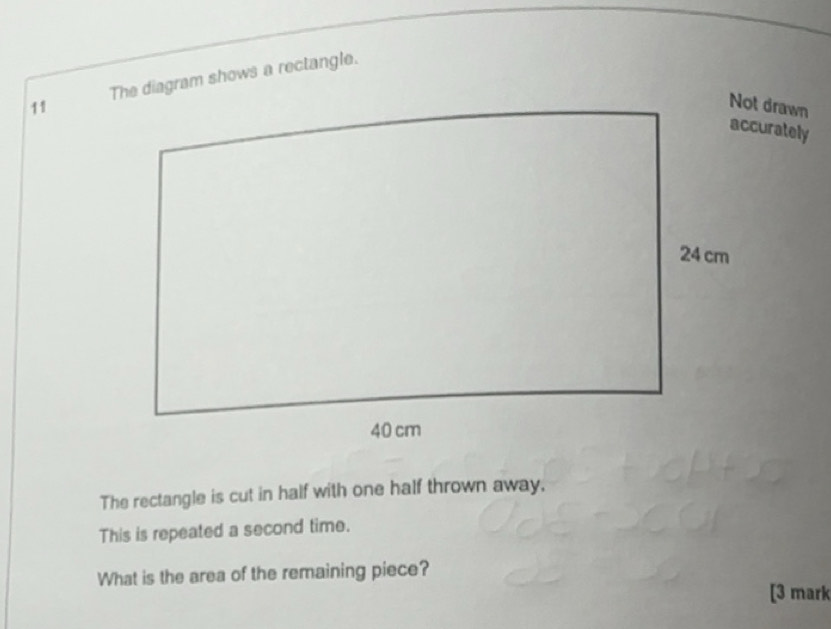 Gelöst:The diagram shows a rectangle. The rectangle is cut in half with ...