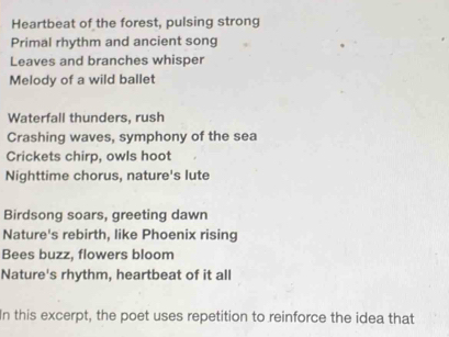 Solved: Heartbeat of the forest, pulsing strong Primal rhythm and ...