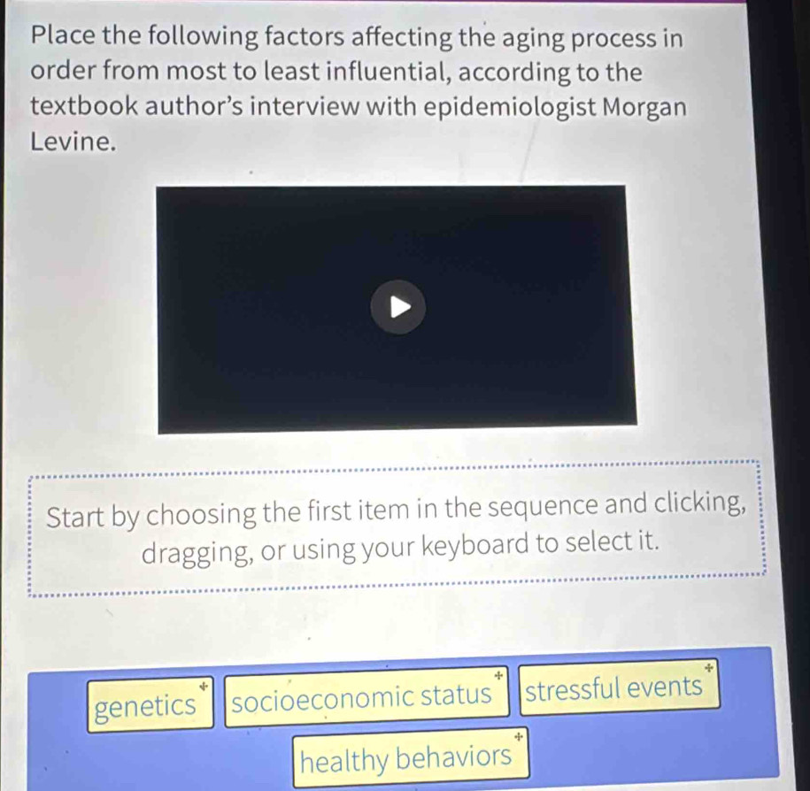 Solved: Place the following factors affecting the aging process in ...