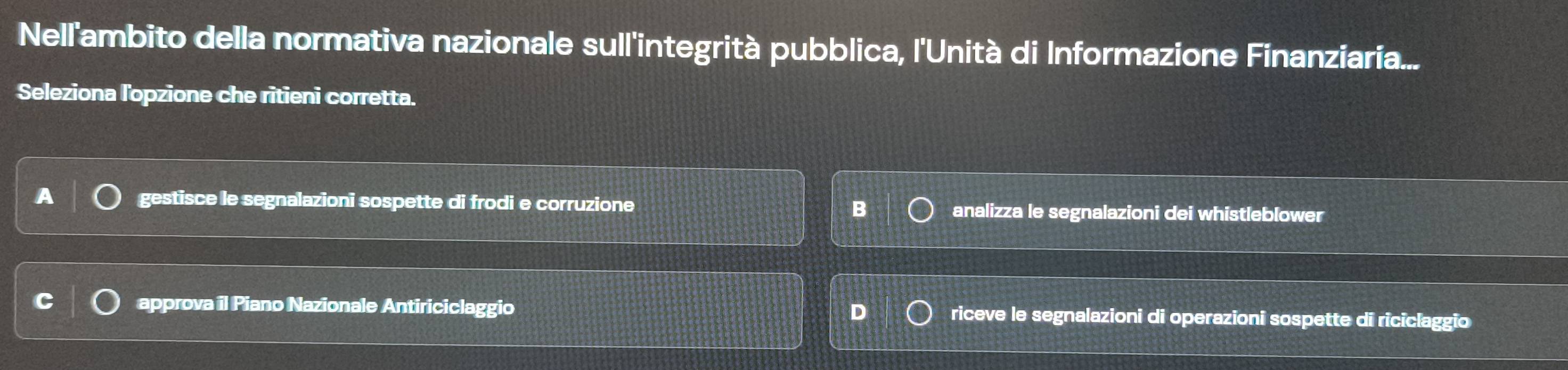 Risolto:Nell'ambito della normativa nazionale sull'integrità pubblica ...