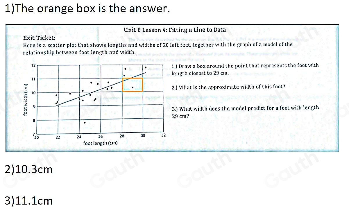 Solved: Lesson 4: Fitting a Line to Data Exit Ticket: Here is a scatter ...